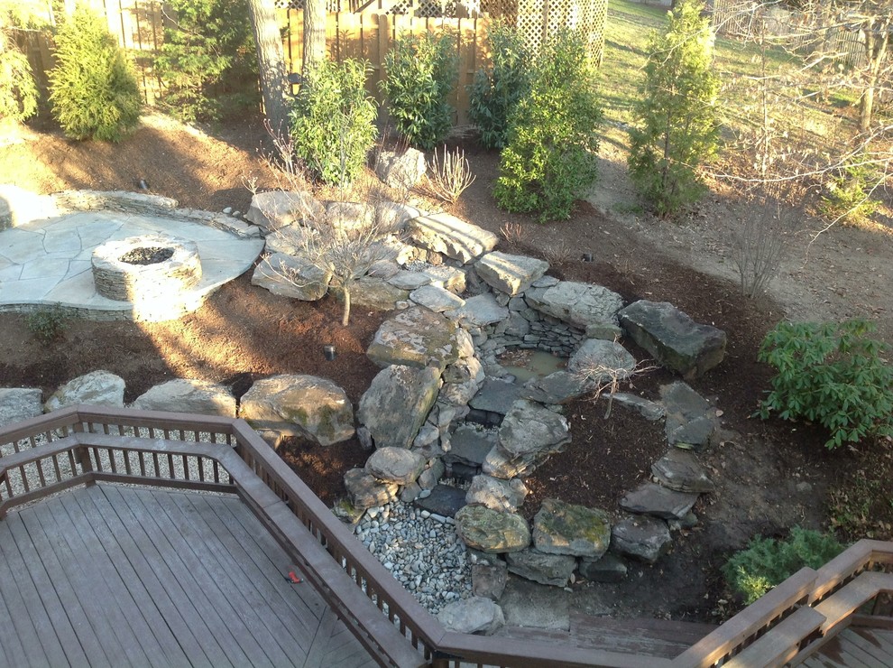 Sloped Yard - Private Patio & Waterfall - Traditional - Landscape - DC ...