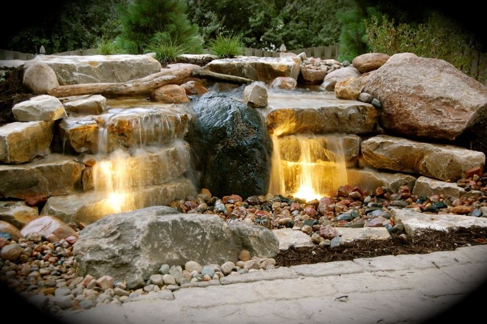 smith Patio and pondless waterfall - Contemporary - Landscape - Omaha ...