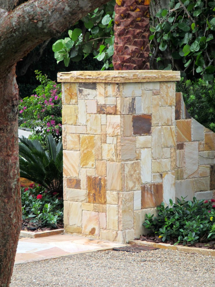 South Florida Landscape with Stone Pillar - Contemporary - Landscape ...