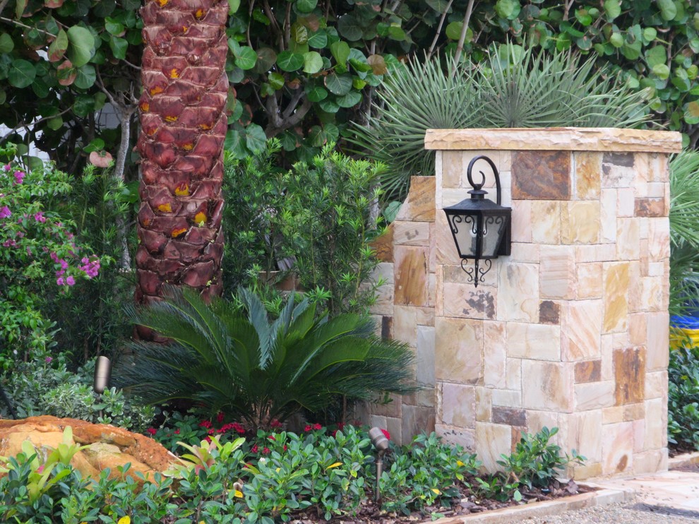 South Florida Landscaping stone pillar - Contemporary - Landscape ...