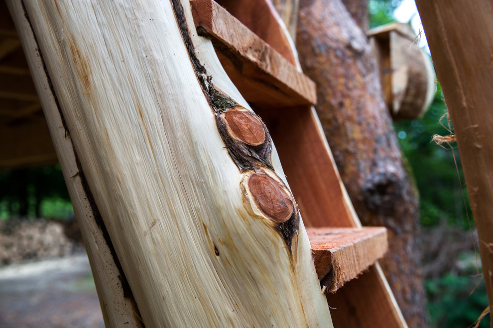 Split Cedar Ladder - Rustic Grape Arbor and Viewing Platform - Rustic ...
