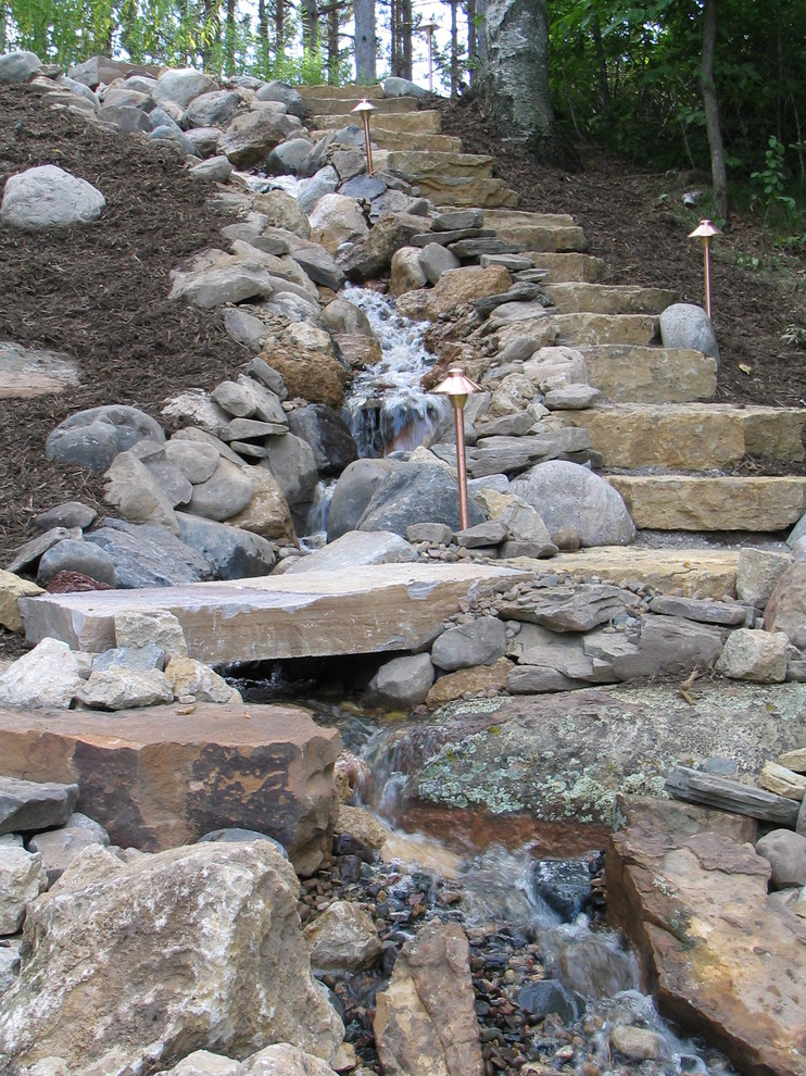 St. Croix Valley Limestone steps and waterfall with various boulder ...