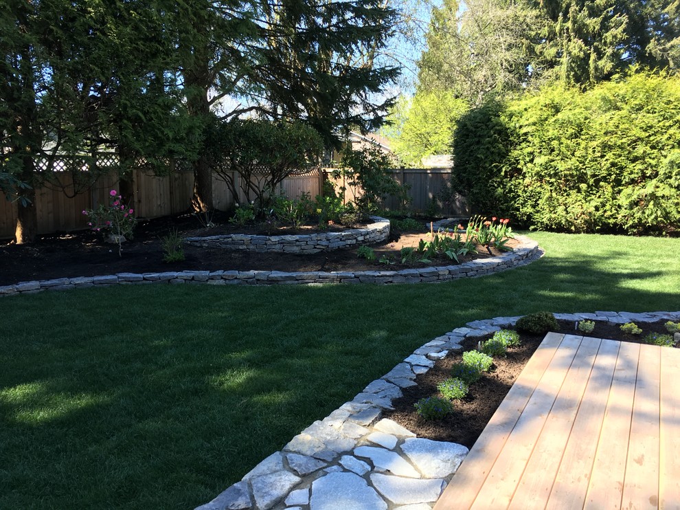Stacked basalt stone planter beds - Contemporary - Landscape ...