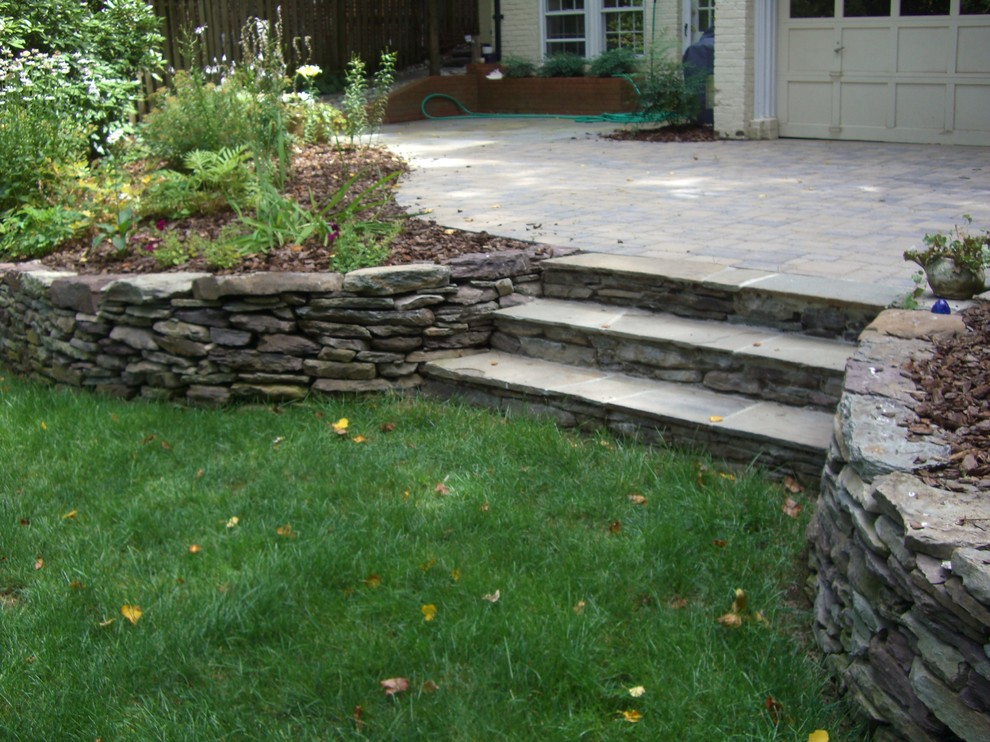 Stacked stone wall and steps - Traditional - Garden - Seattle - by ...
