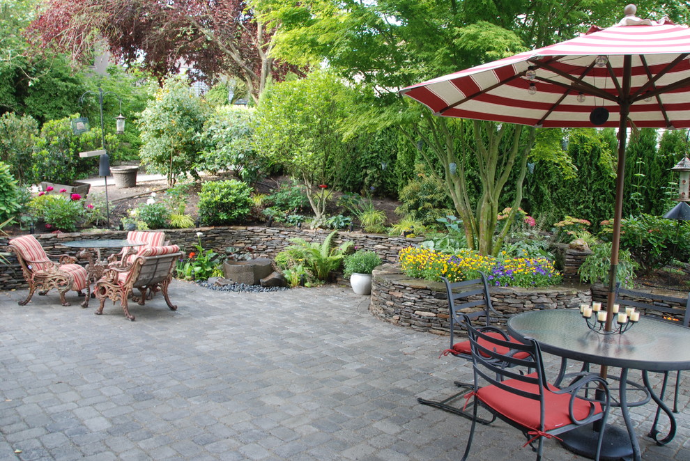 Stacked Stone Walls and Paver Patio - Traditional - Landscape - Seattle ...