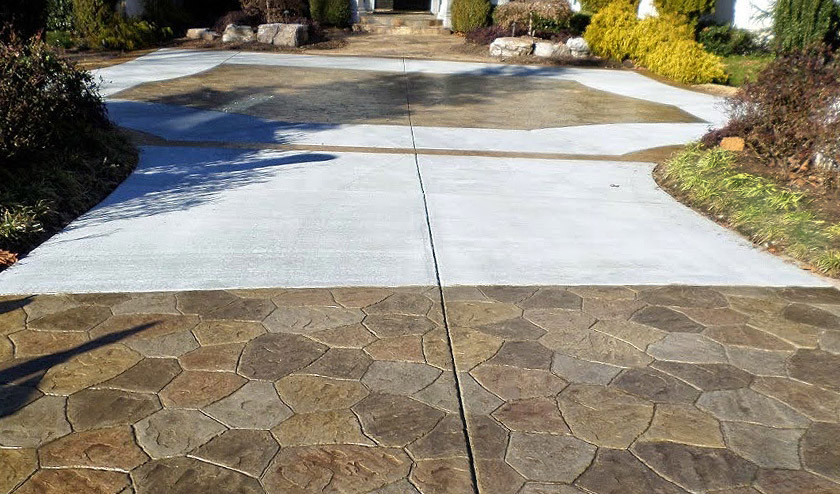Stamped and Stained Concrete Inset and Border - Craftsman - Landscape ...