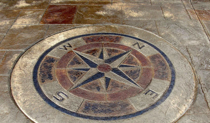 Stamped Compass Medallion Design on Driveway - Craftsman - Landscape ...