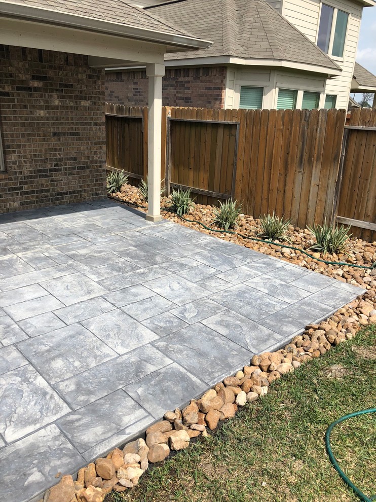 Stamped Concrete Patio with Colorful landscape - Classique Chic ...