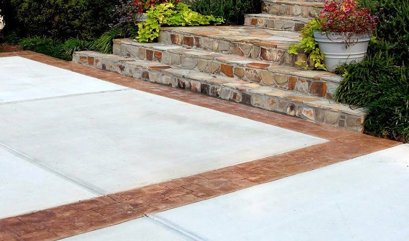 Stamped Decorative Border on Concrete Driveway - Craftsman - Landscape ...