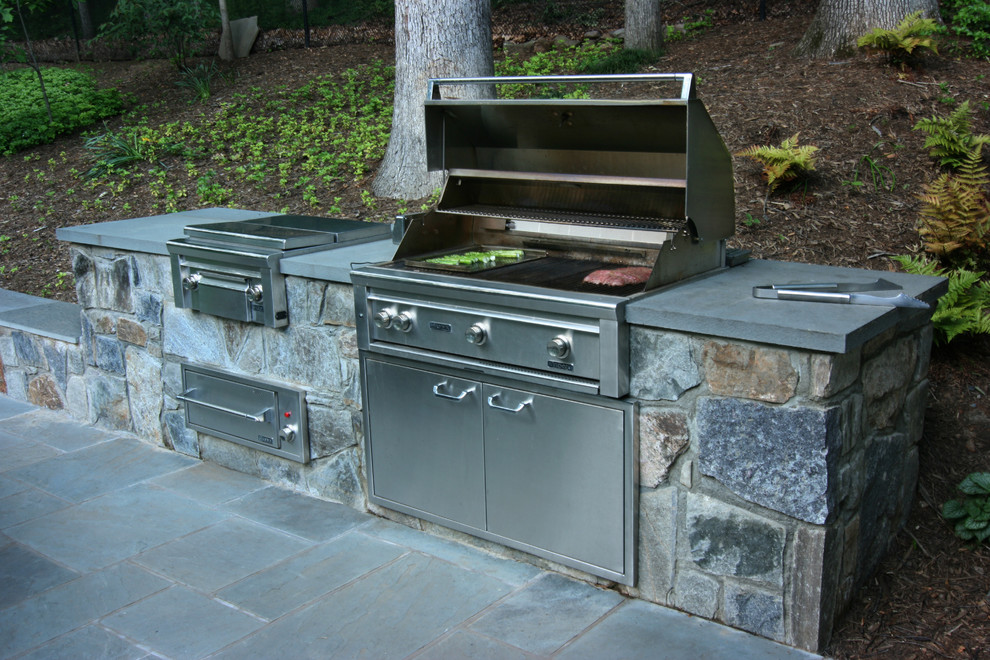 Stone Built-in Grill - Rustic - Patio - DC Metro - by Merrifield Garden ...