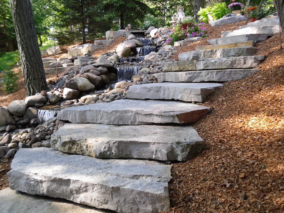 Stone outcropping steps - Rustic - Landscape - Minneapolis - by Abra ...