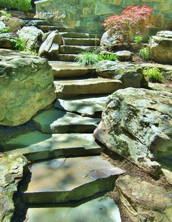 STONE SLAB STEPS WINDING DOWN STEEP SLOPE - Rustic - Landscape - DC ...