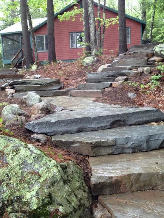 Stone steps from cabin to lake - Traditional - Landscape - Boston - by ...