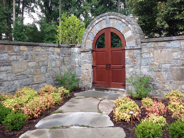 Stone Wall and Arched Gate - Traditional - Garden - Seattle - by Green ...