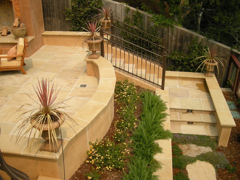 Stucco Retaining Wall and Stairs - Mediterranean - Landscape - San ...