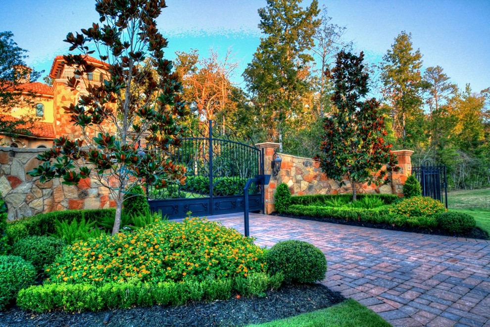 Suburban Manor with Terraced Landscaping - Transitional - Landscape ...