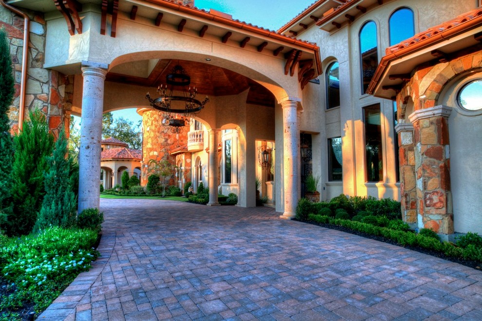 Suburban Manor with Terraced Landscaping - Transitional - Landscape ...