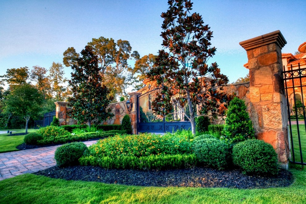 Suburban Manor with Terraced Landscaping - Transitional - Landscape ...