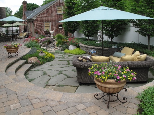 Sunken Patio, Pondless Waterfall, Patio, & Plantings - Lancaster, PA ...
