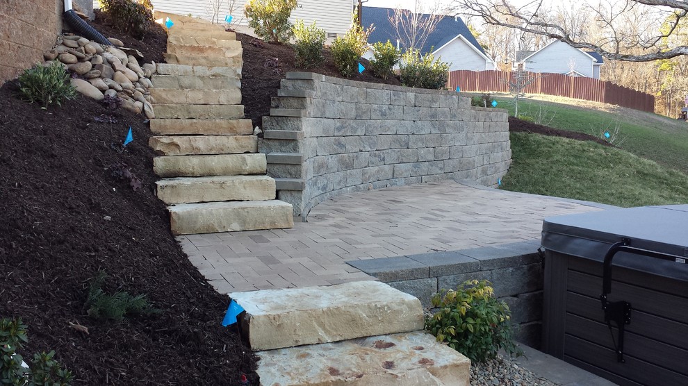 Swimming pool project with retaining walls and patio - Traditional ...