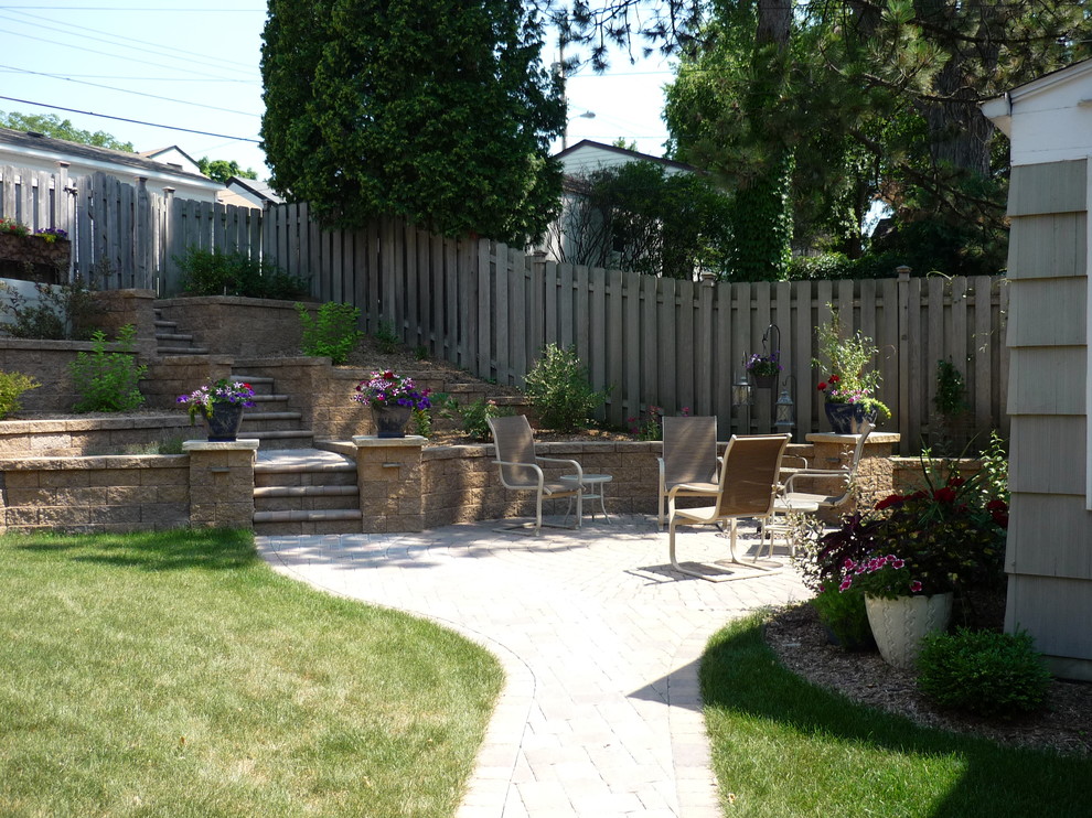 Terraced Backyard with Stairs and Paver Patio - Traditional - Landscape ...