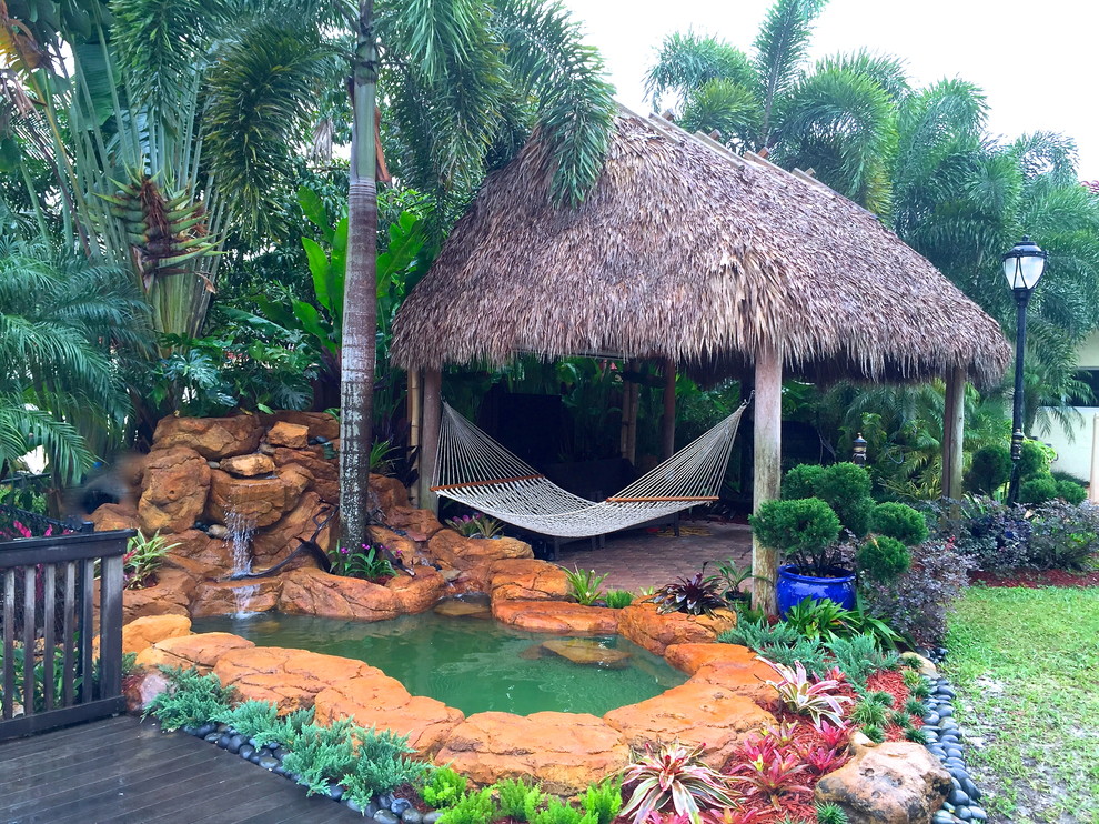 Tiki Hut and Waterfall - Tropical - Landscape - Miami - by Bamboo ...
