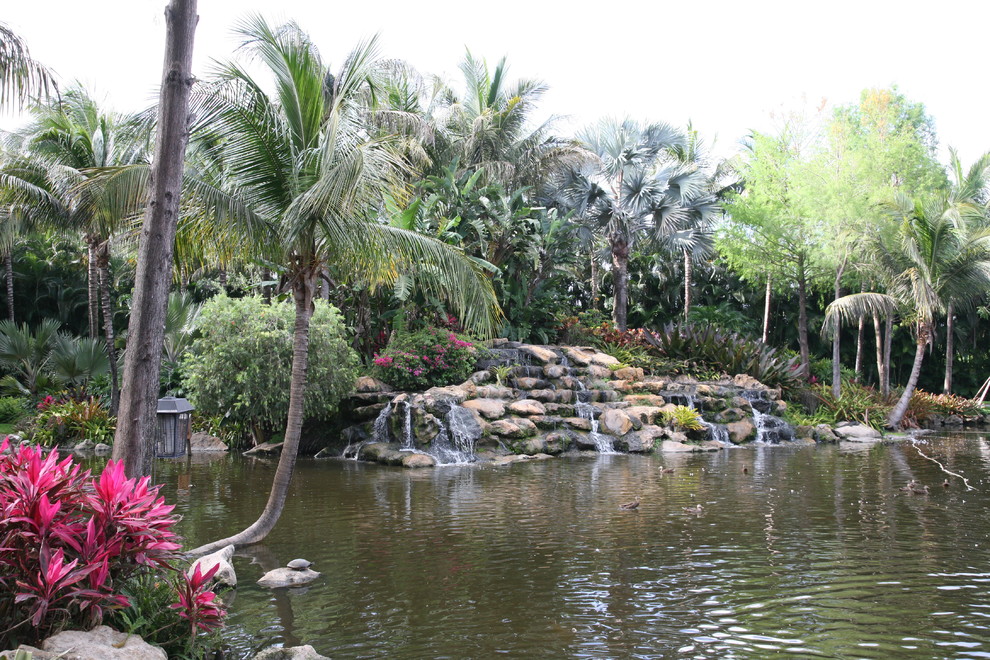 Tiki Hut , Landscaping and Waterfall - Tropical - Landscape - Miami ...