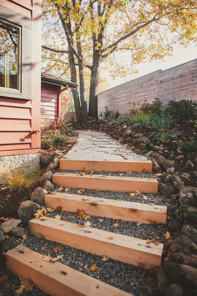 Timber Stairs and Flagstone Pathway - Traditional - Landscape - Other ...
