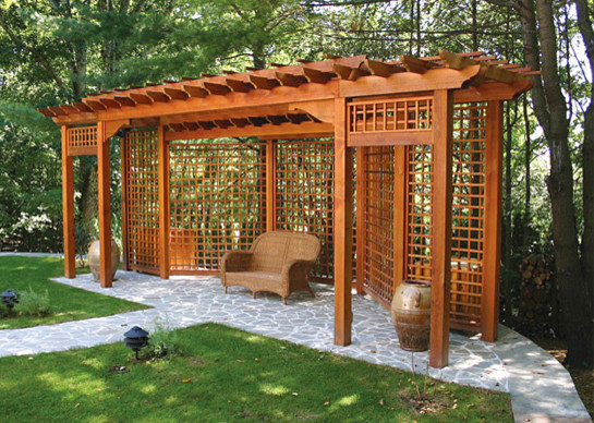 Traditional Post and Bracket Pergolas - Traditional - Landscape ...