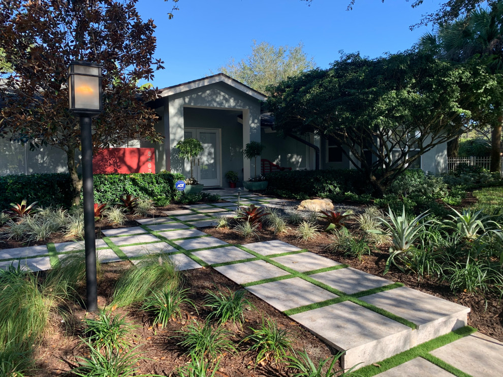 Transitional Landscaping for Front Yard - Transitional - Garden - Miami ...