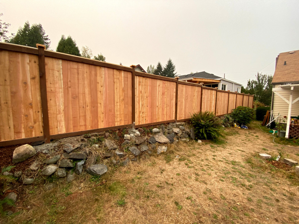 Trimmed estate style cedar fence - Traditional - Landscape - Seattle ...