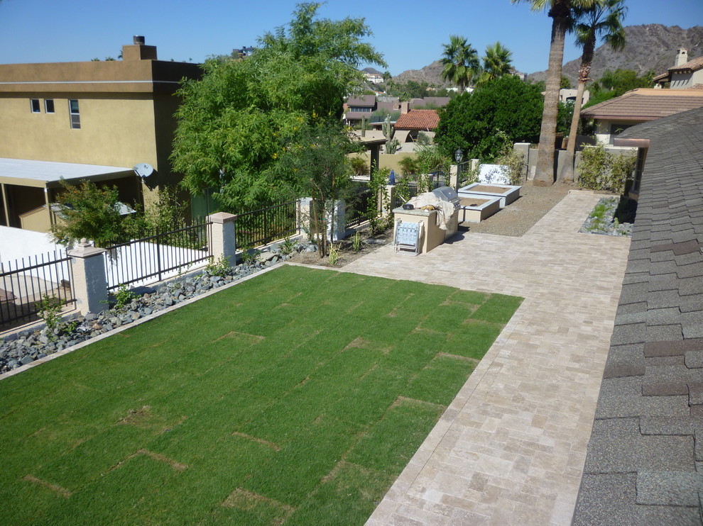 Turf Panel w/ Travertine Patio - Contemporary - Garden - Phoenix - by ...