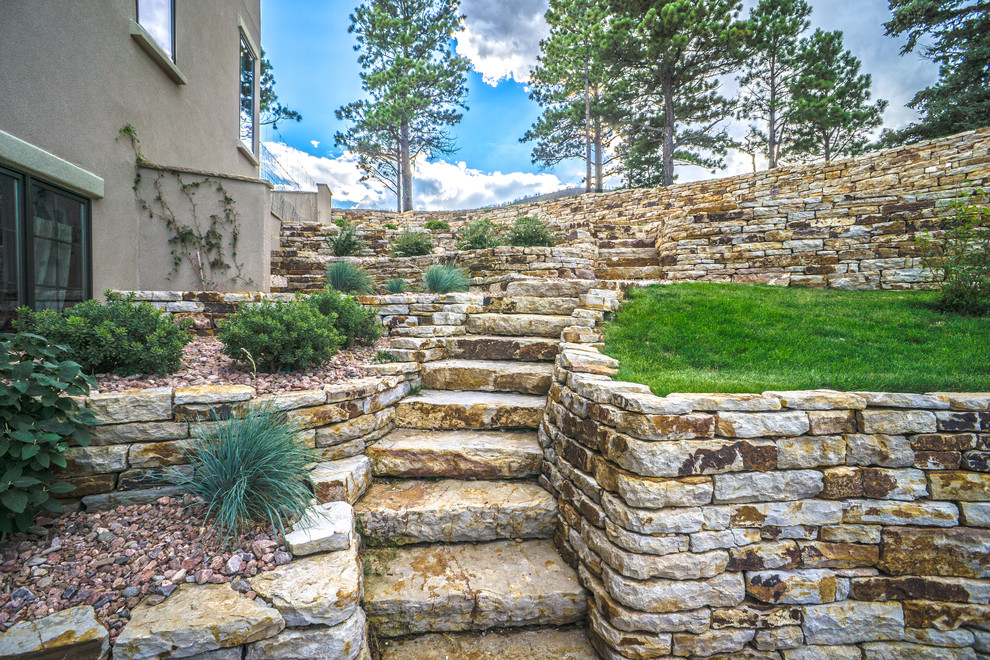 Tuscan Style Home With Siloam Stone Walls - Mediterranean - Landscape ...