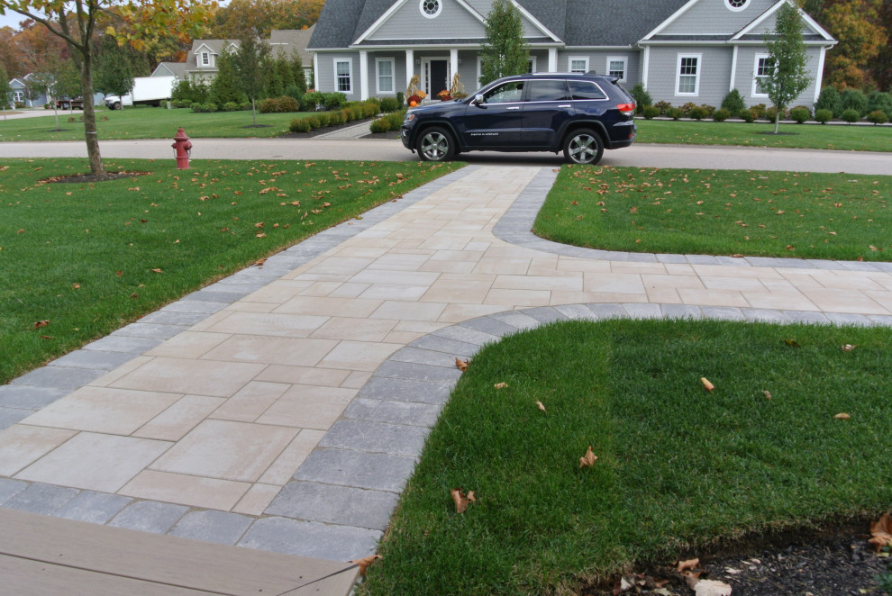 Tuscany and Limestone Front Entry Walkway - Contemporary - Landscape ...