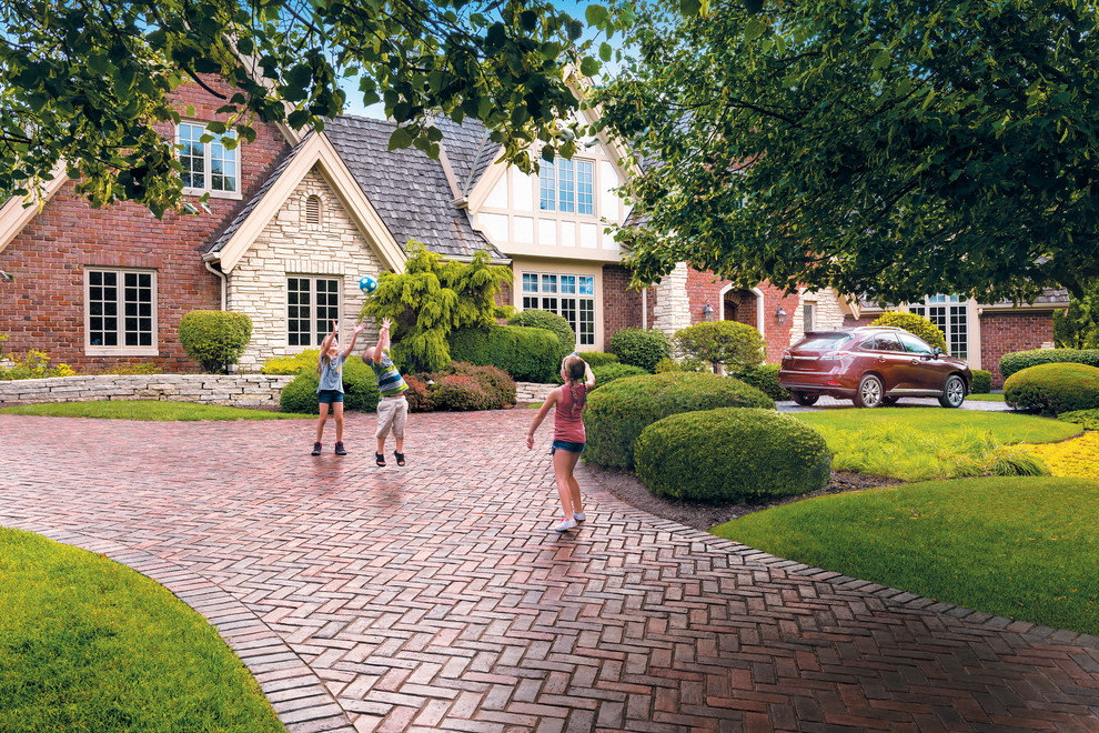 Unilock Front Entrance and Driveway with Town Hall paver - Contemporary ...