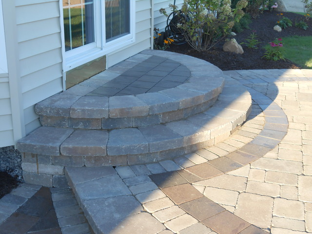 Unilock Paver patio and retaining wall - Garden - Cleveland - by Naturescape Inc | Houzz AU