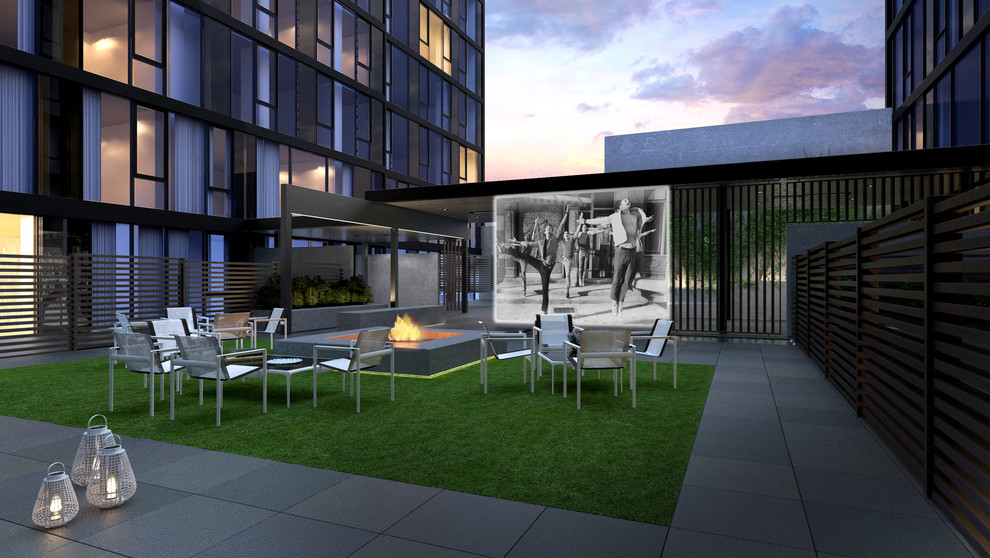 Urban Luxury Condominium Building Landscaped Courtyard - Contemporary ...