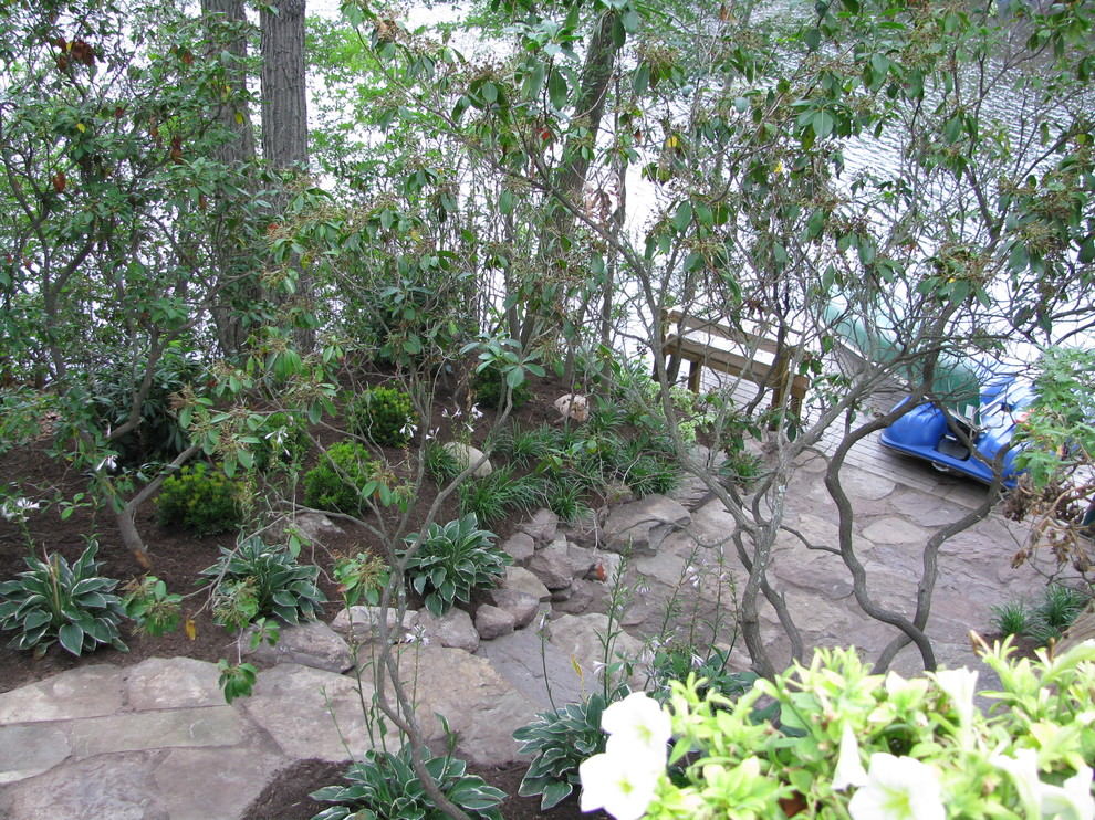 walkway and stepper path to dock of lake - Traditional - Landscape ...