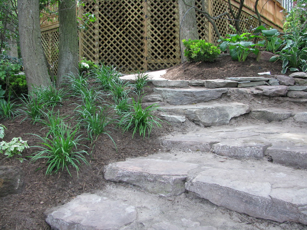 walkway and stepper path to dock of lake - Traditional - Landscape ...