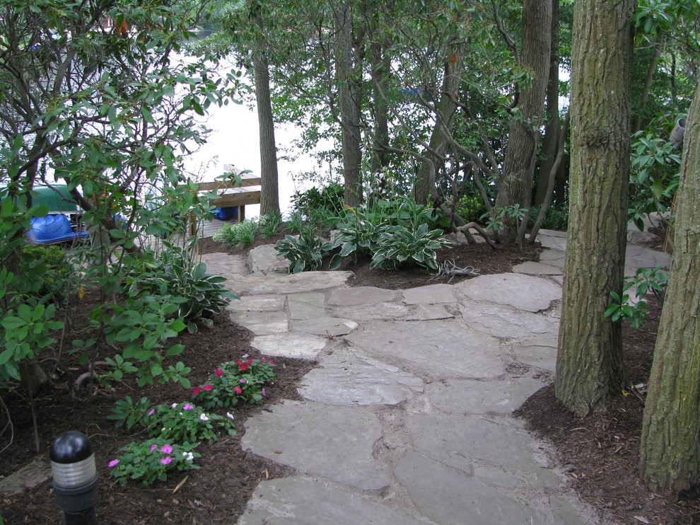 walkway and stepper path to dock of lake - Traditional - Landscape ...