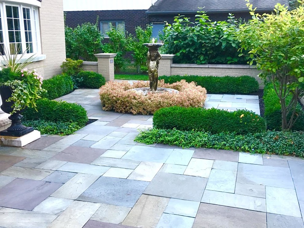Walled Courtyard with Fountain - Traditional - Landscape - Cleveland ...