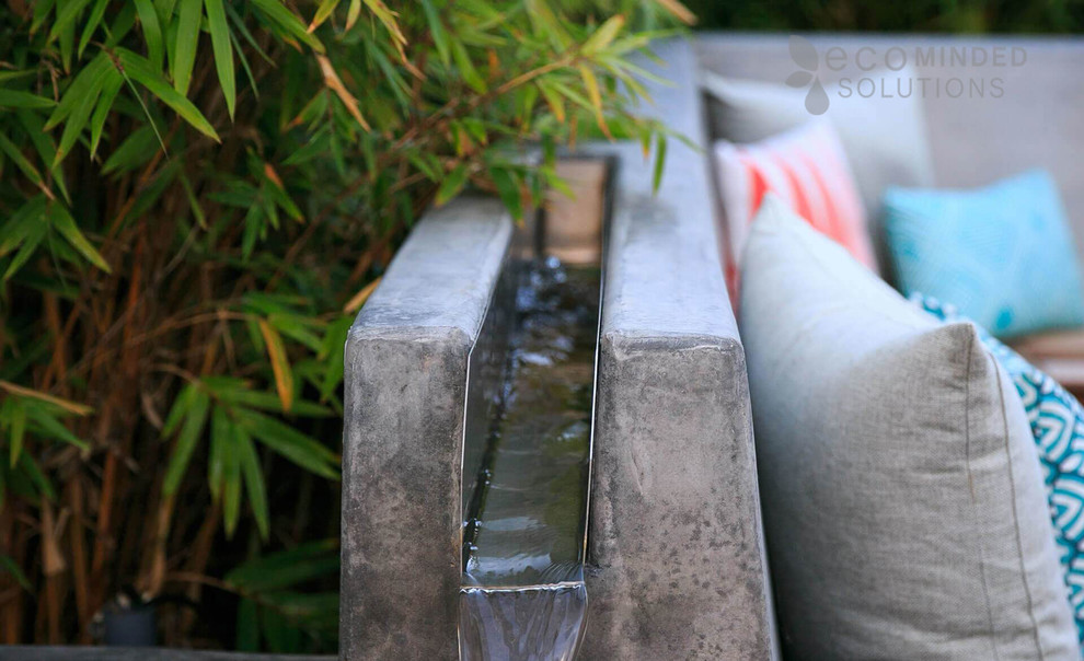 Water Feature Built into Concrete Bench - Contemporary - Landscape ...