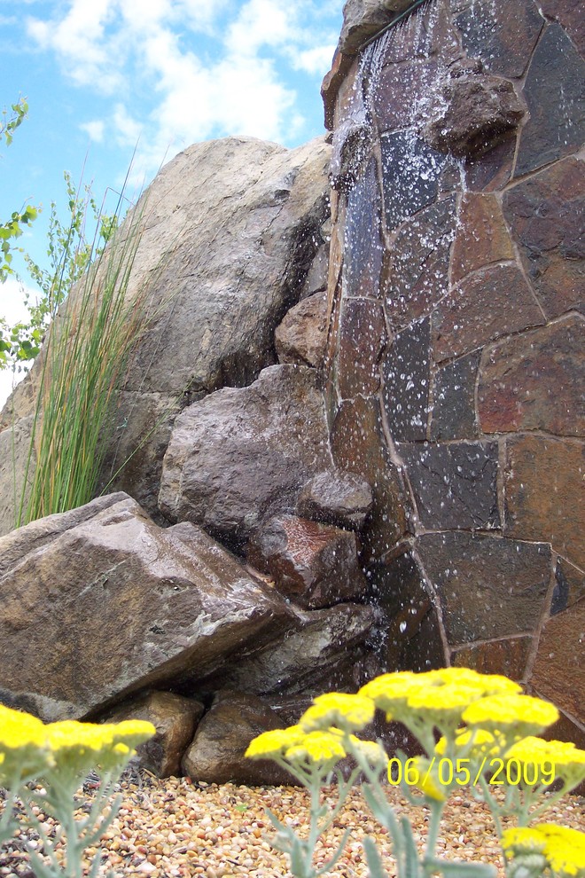 Water feature, flagstone and boulder large water feature - Rustic ...