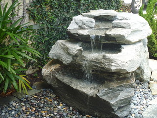 Water Features stone fountain in front entrance - Contemporary ...