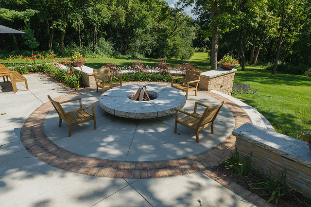 Mid-Century Fire Pit - Waukesha - Midcentury - Patio - Milwaukee - by ...