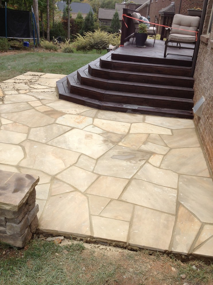 Waxhaw Fire Pit & Acid Stained Concrete - Transitional - Garden ...