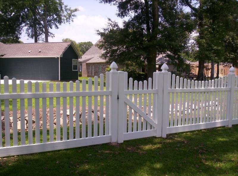 White Vinyl Picket Fence with Optional Decorative Caps - Landscape ...
