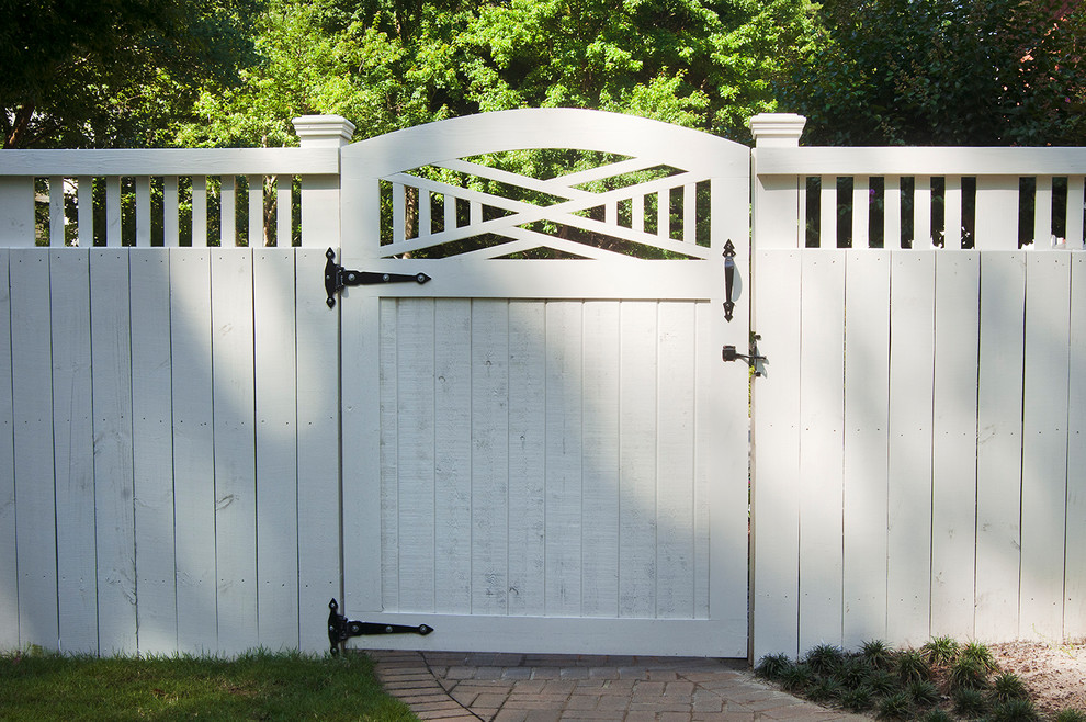 White Wood Privacy Fence & Gate - Transitional - Landscape - Atlanta ...