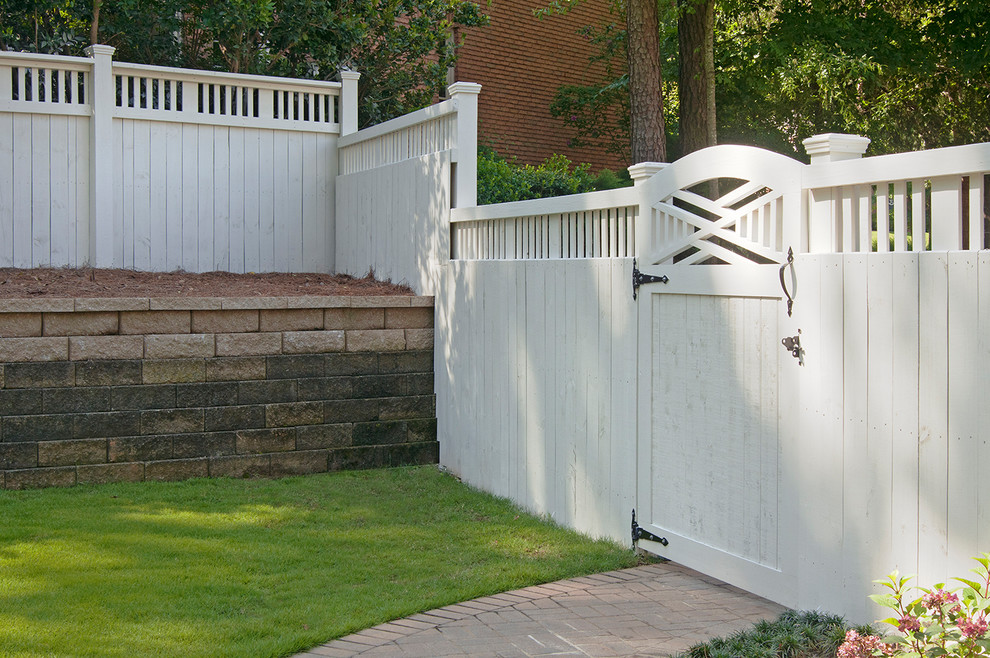 White Wood Privacy Fence & Gate - Transitional - Landscape - Atlanta ...