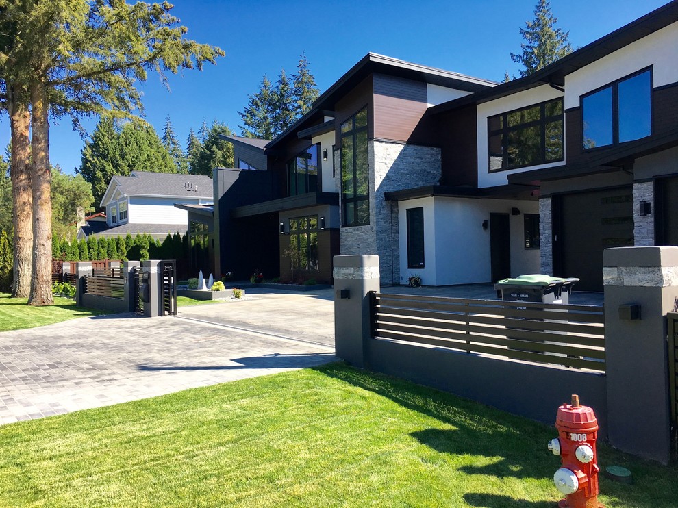 Wide view, front yard and entry area - Modern - Landscape - Vancouver ...